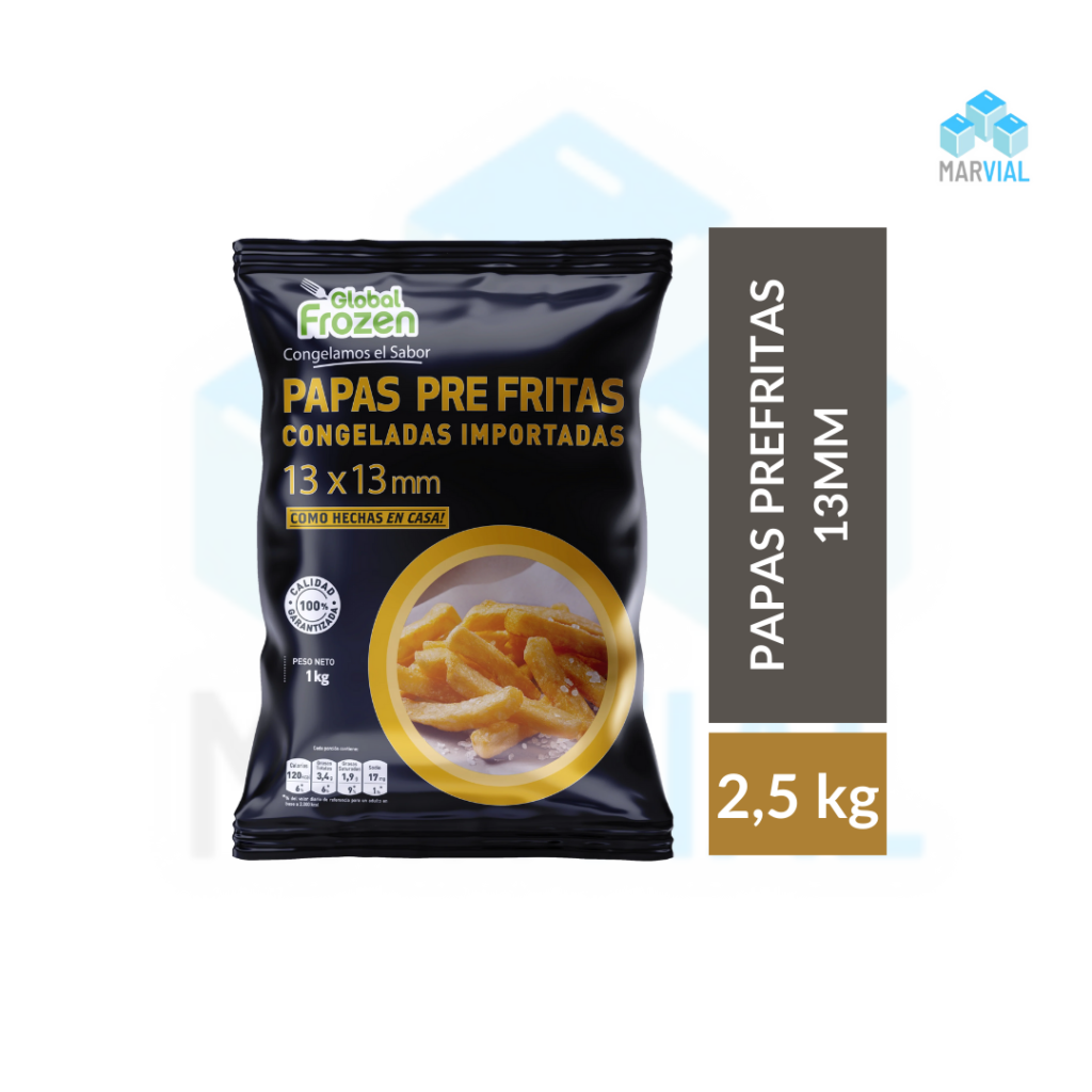 PAPAS PRE FRITAS 13MM GLOBAL FROZEN 2.5KG – Distrubuidora Marvial